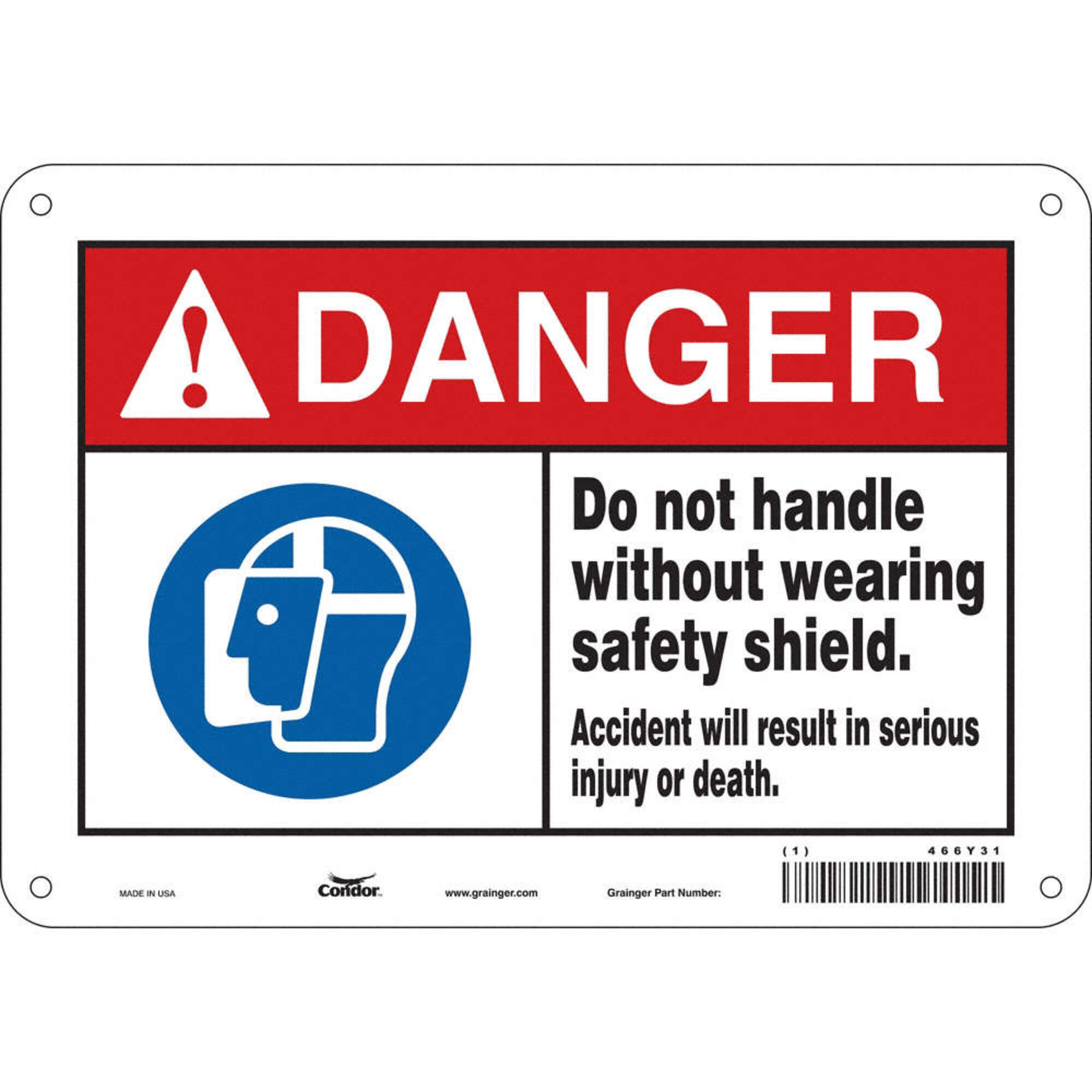 Condor / SinSco - 466Y31 - Safety Sign, 7 in x 10 in, Polyethylene
