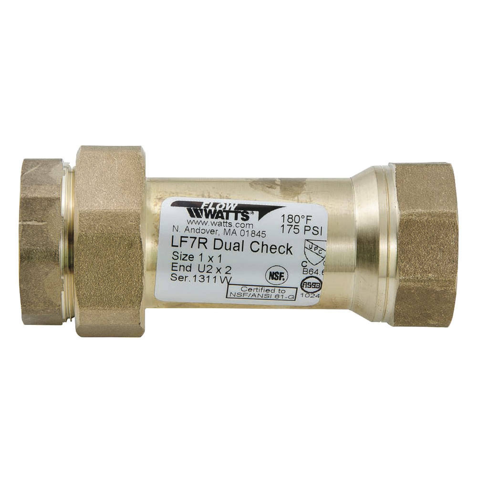 Watts Water Technologies - 1 LF7 U2-2 - WATTS Dual Check Valve: LF7, 1 ...
