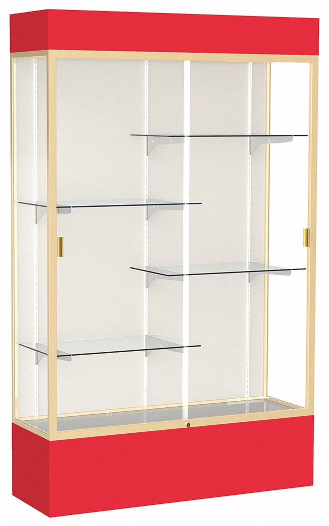 Waddell - 3174PB-GD-RD - Floor Display Case, Red, 80" H, Aluminum