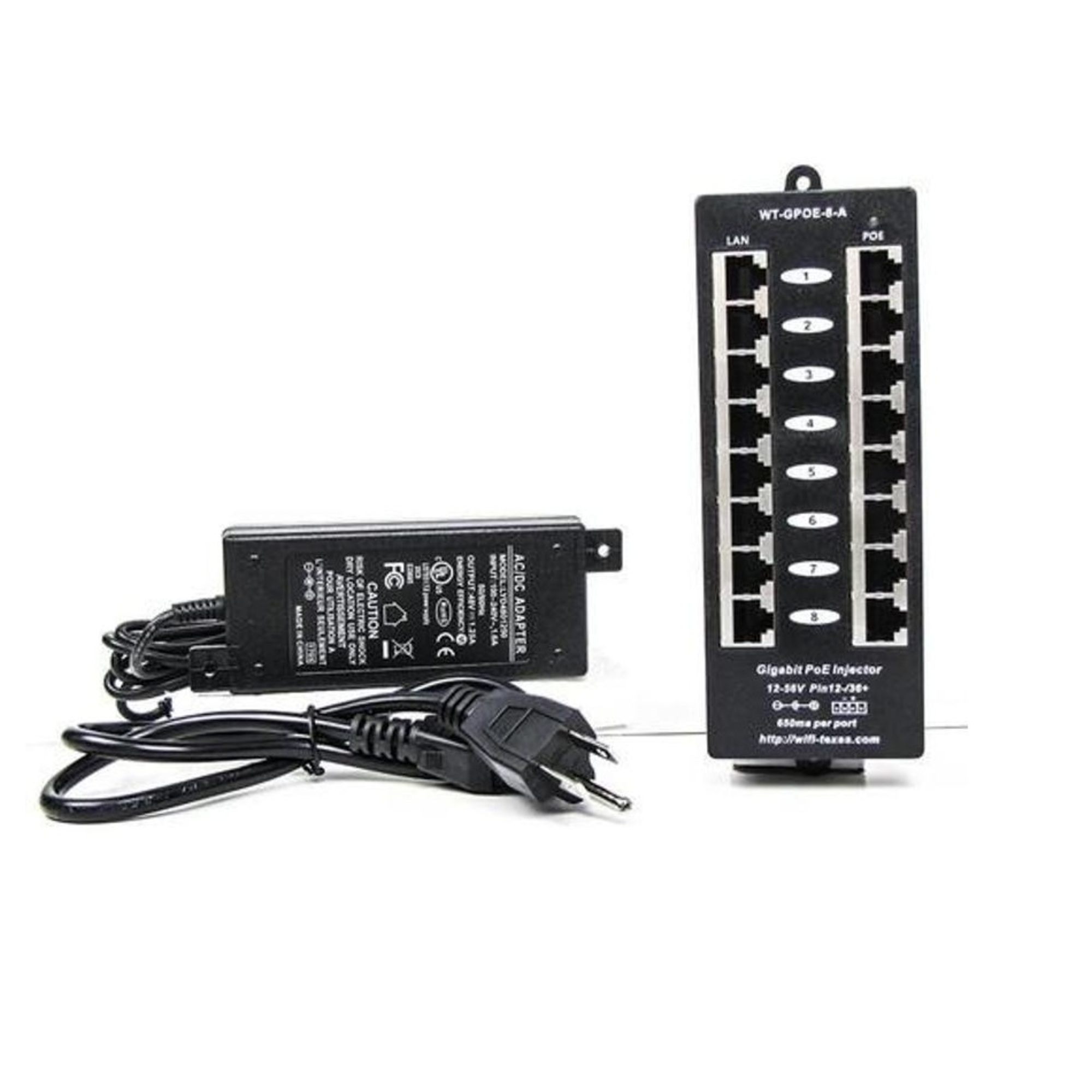PoE Texas - WT-GPOE-8-48V60W - WiFi Texas Gigabit 8 port PoE Injector ...