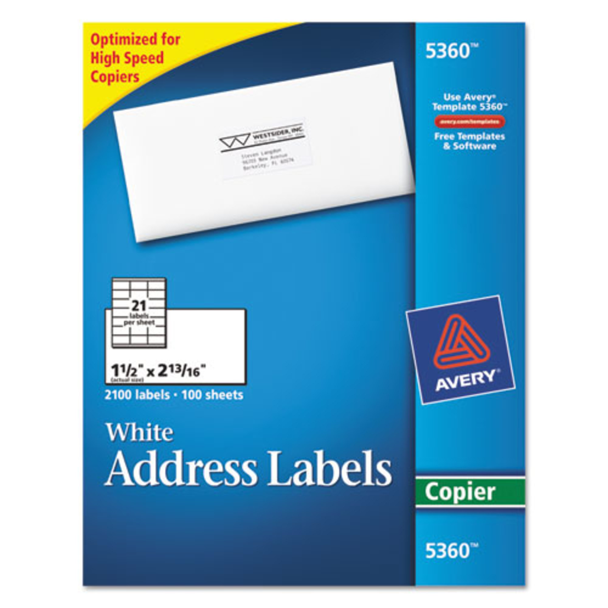 Avery Dennison - 05360 - Copier Address Labels, 1 1/2 x 2 13/16, White ...