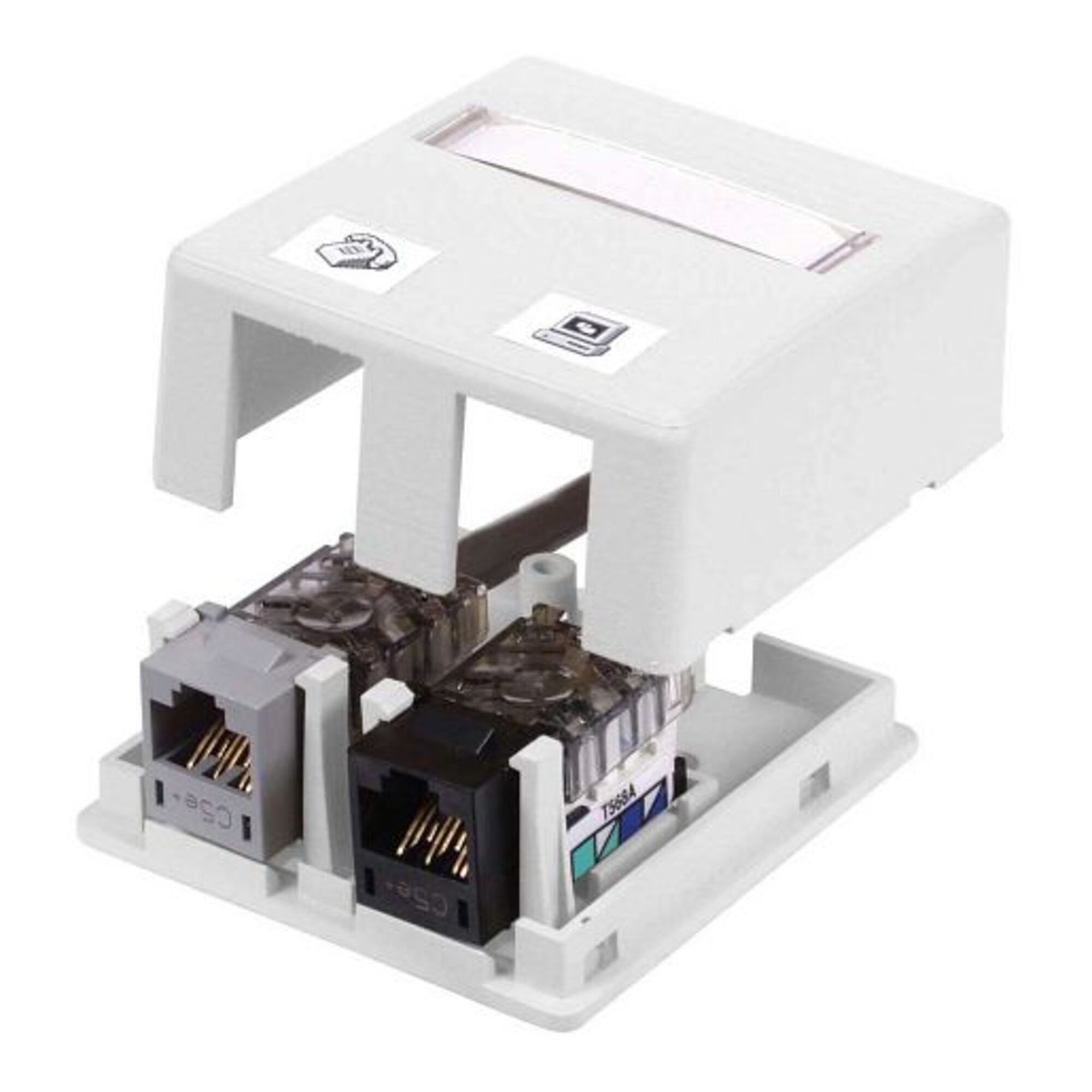 Hubbell - HSB2WP - Housing Surface Mount 2 Port Clear White Plenum