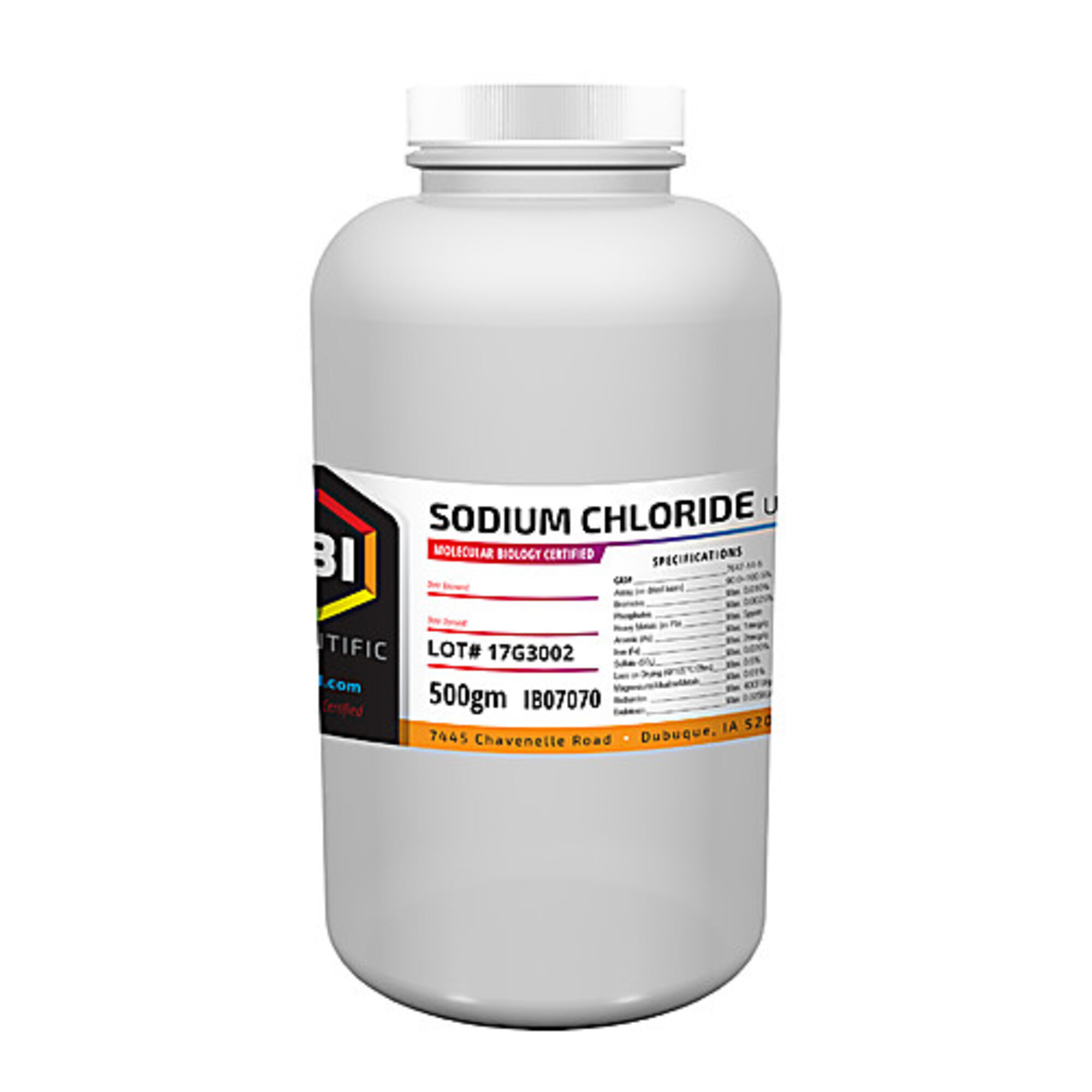 IBI Scientific - IB07070 - SODIUM CHLORIDE - 500GM USP GRADE (Each)