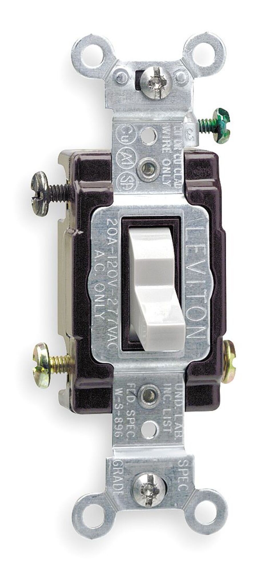 Leviton - CS320-2GY - Toggle AC Quiet Switch, 3-Way, 20A, 120/277V ...