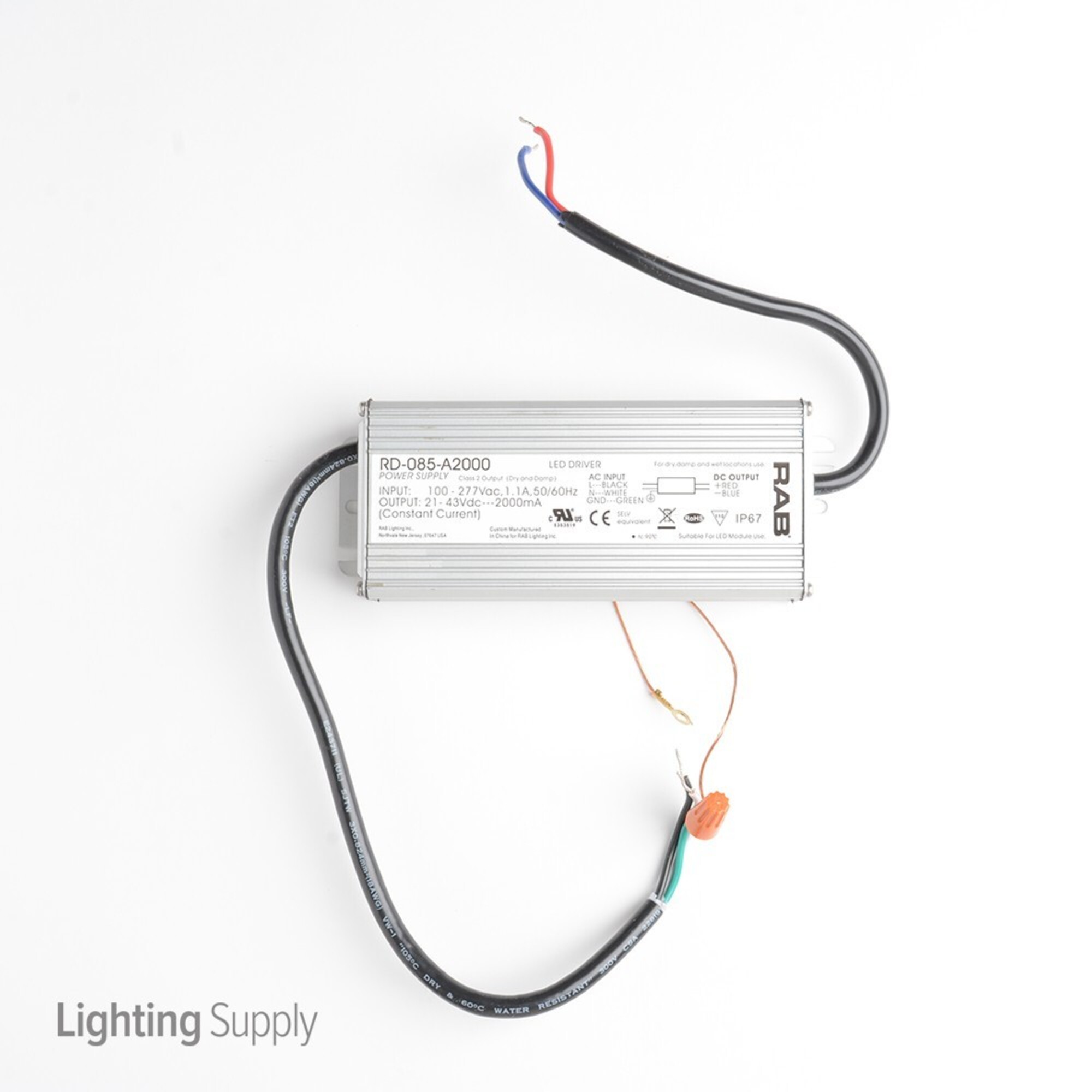 RAB Lighting - RD-085-A2000 - LED Light Fixture, 120 to 277V ac, 2000 ...